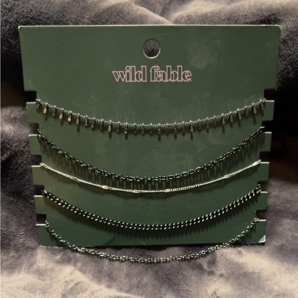 wild fable | Jewelry | Wild Fable Silver And Black Layered Necklace ...
